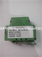 China 3000VDC Isolation 4-20mA/0-75mV to 0-10V Green isolation amplifier DIN35  CE approved WAYJUN supplier